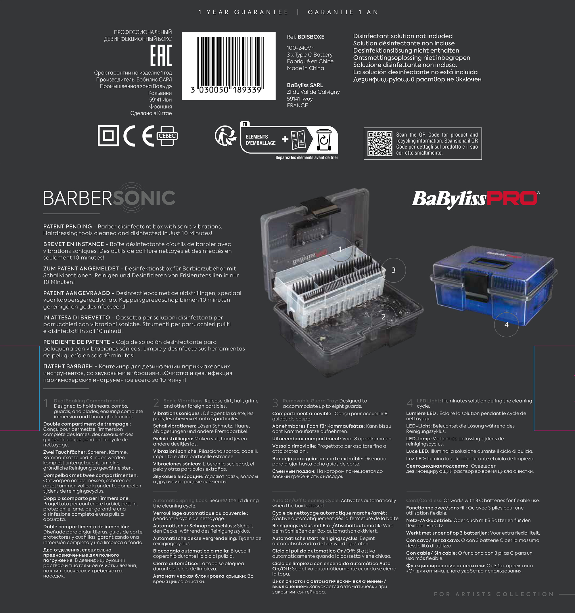 Barbersonic Professional Disinfectant Solution Box | BDISBOXE | BaByliss
